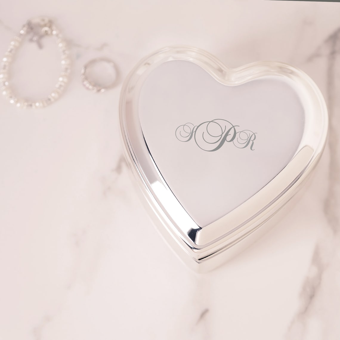 Personalized Silver Heart Jewelry Box, FREE Engraving Custom Gift for ...