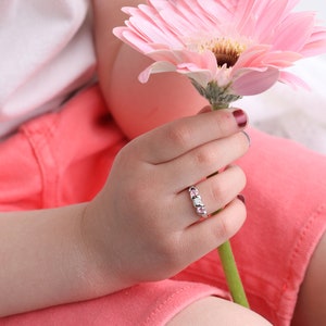 Sterling Silver Baby Ring With Genuine Pink and White Sapphires, Kids ...