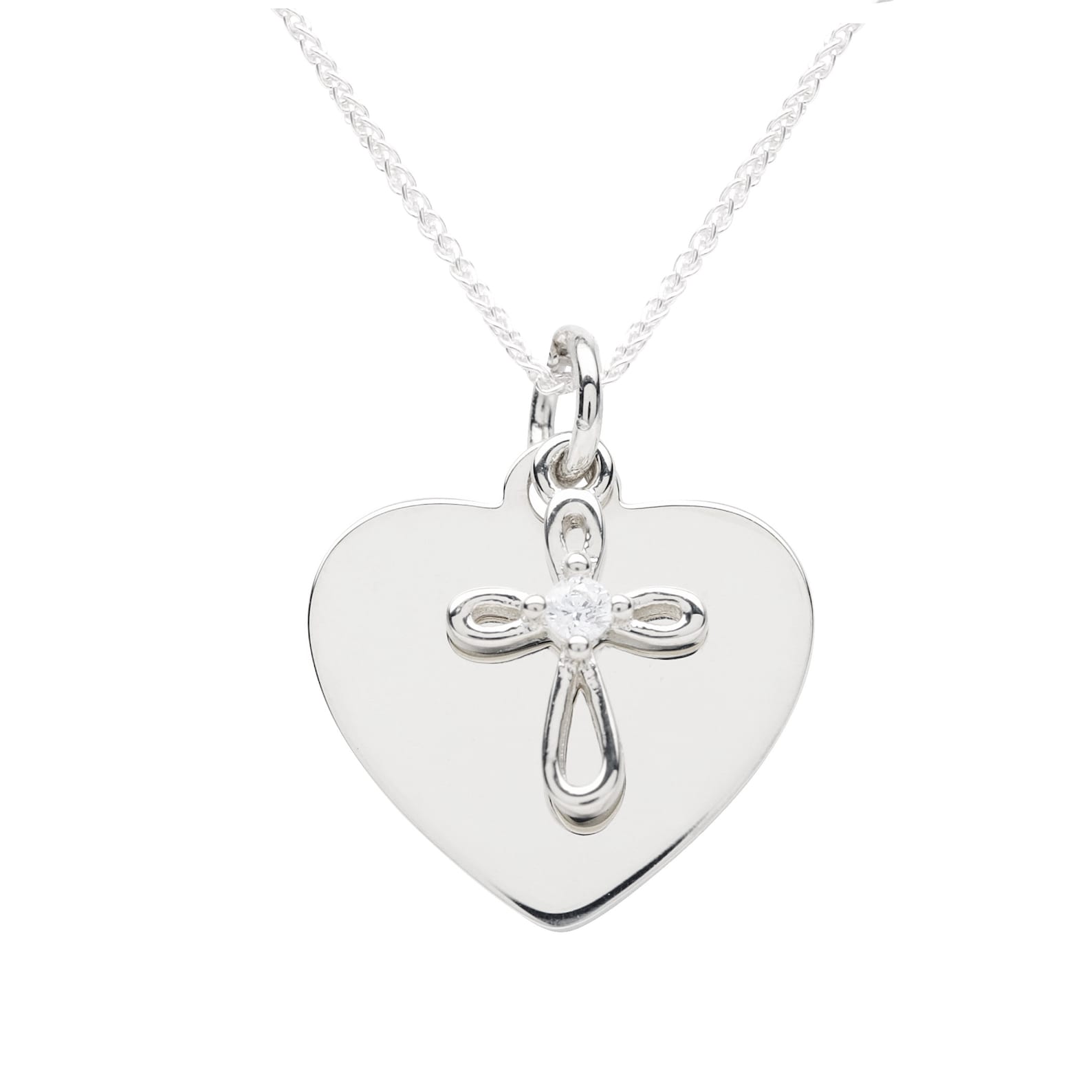 Personalized FREE Engraving, Sterling Silver Heart With Infinity Cross ...