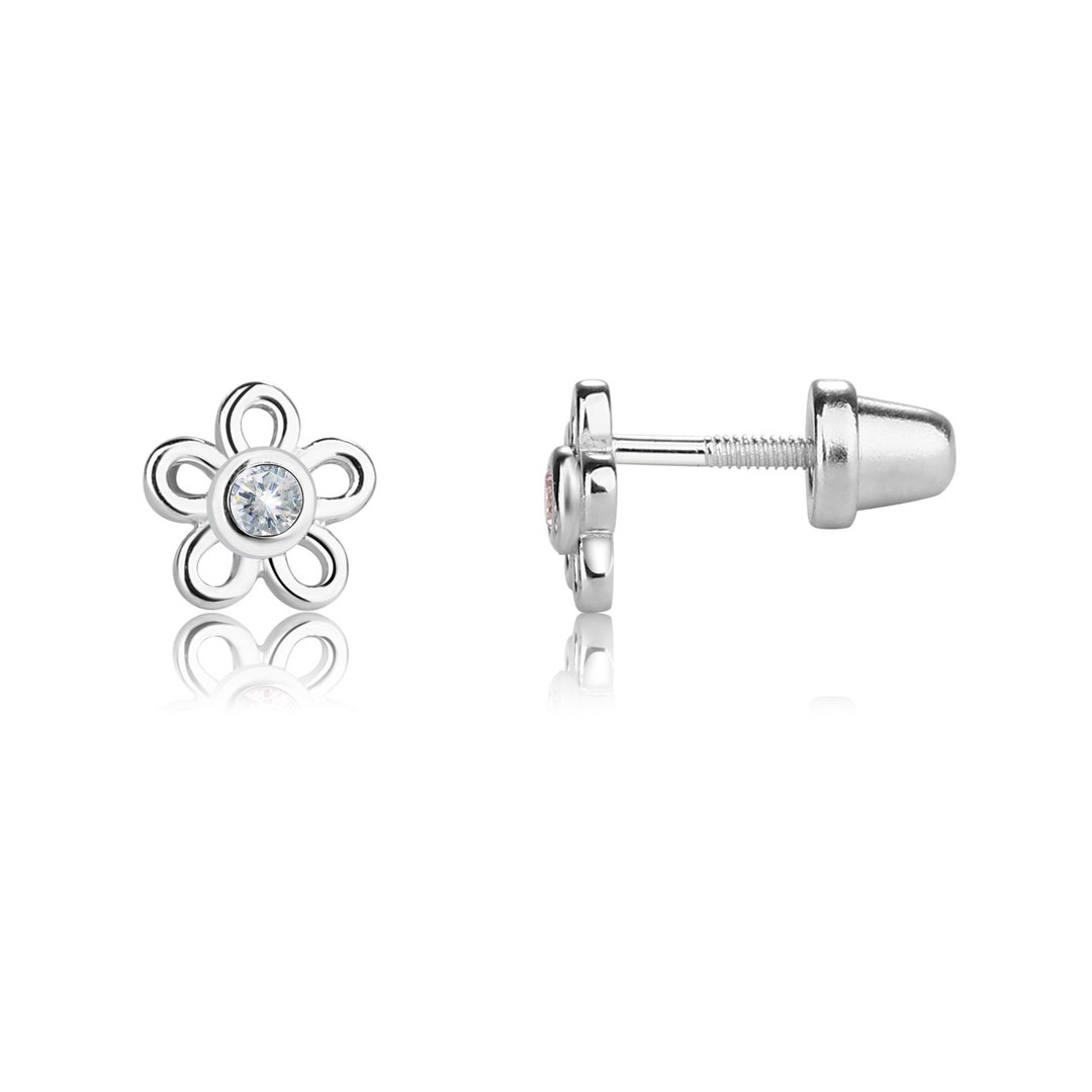 Childrens Sterling Silver Daisy Flower Earrings for Little Girls With ...