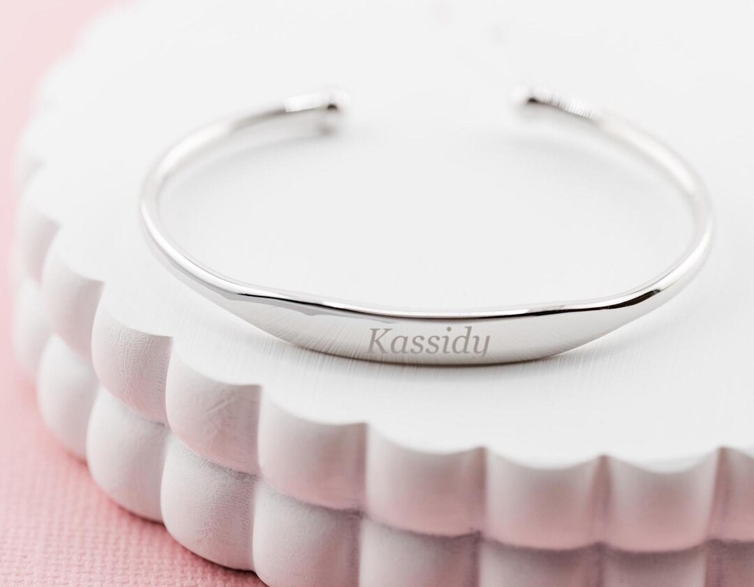 Personalized Sterling Silver Cuff Bracelet, Baby, Kids, Little Girls ...