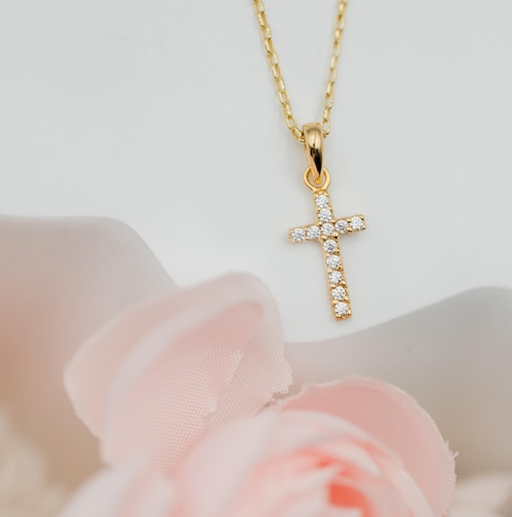 14k gold first communion cross necklace store