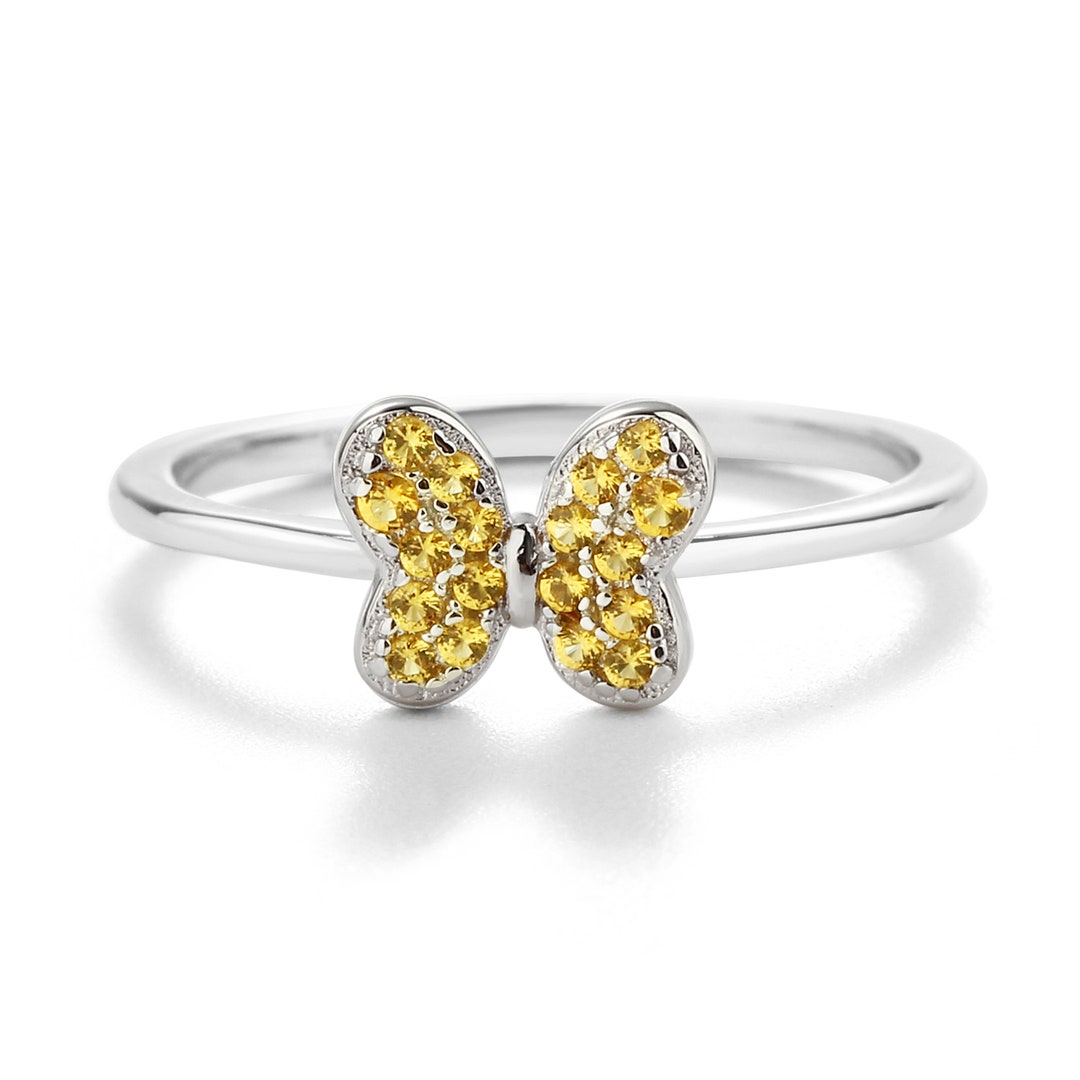 Little Girls Sterling Silver Topaz Crystal Butterfly Ring With ...