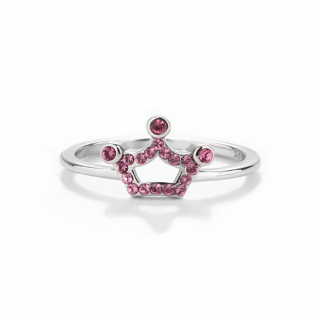 Little Girls Sterling Silver Pink Princess Tiara Ring, Little Princess ...