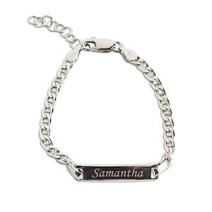 Sterling Silver ID Name Bracelet Personalized Gift for Babies, Kids, Toddlers, Girls or Boys ...