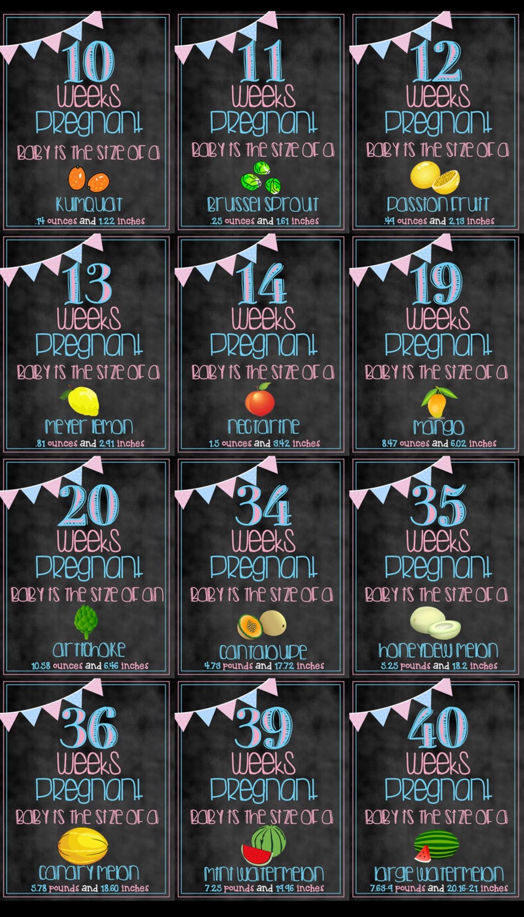 Pregnancy Boards (digital Posters)every WEEK Weeks 37-40 - Etsy
