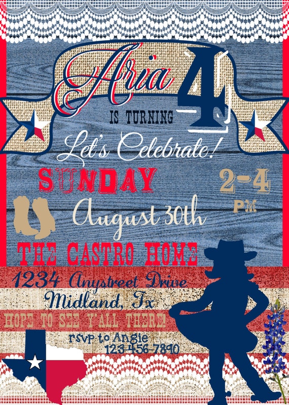 Texas Western Birthday Invitation - Etsy