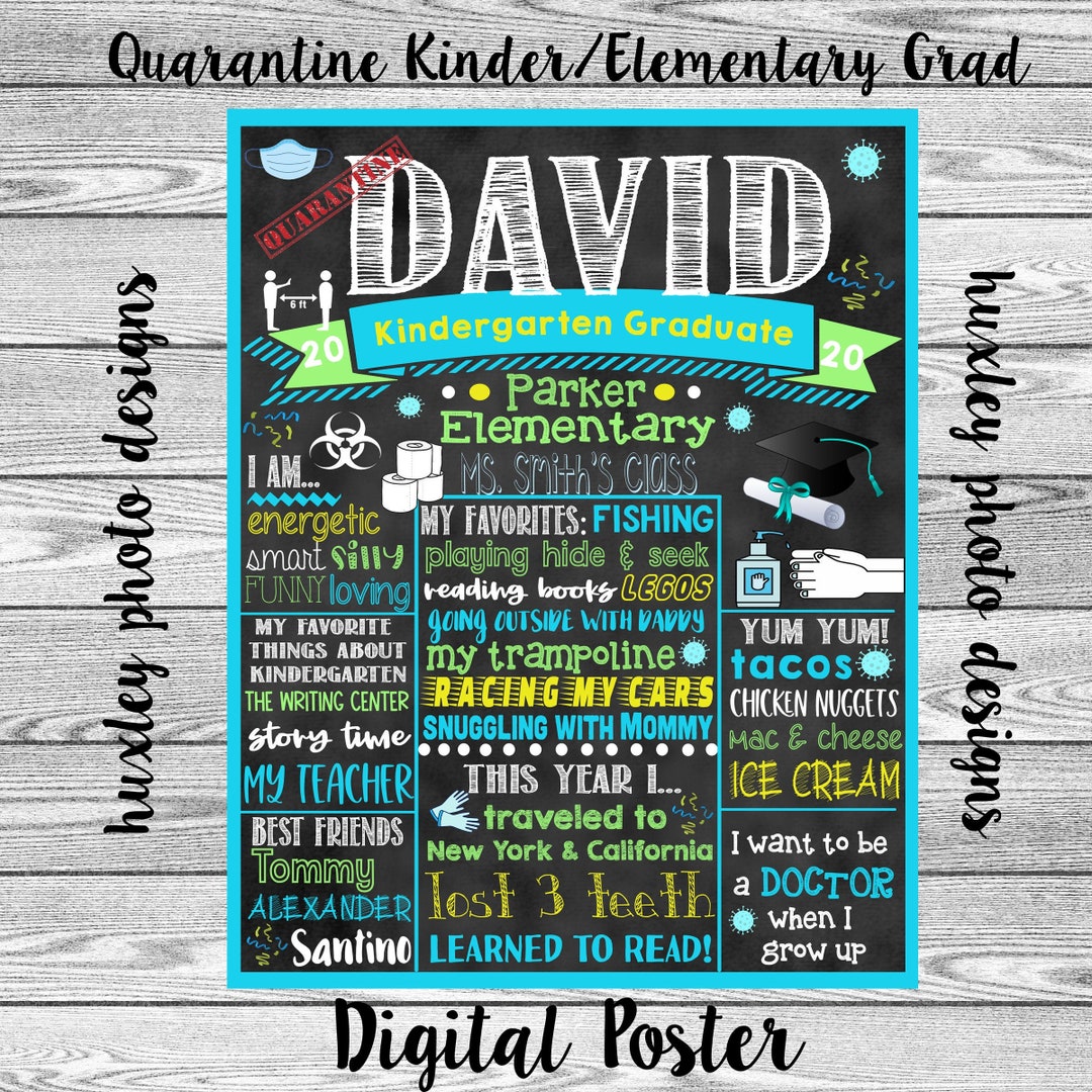 Quarantine Kindergarten Elementary Preschool Graduation Board digital ...