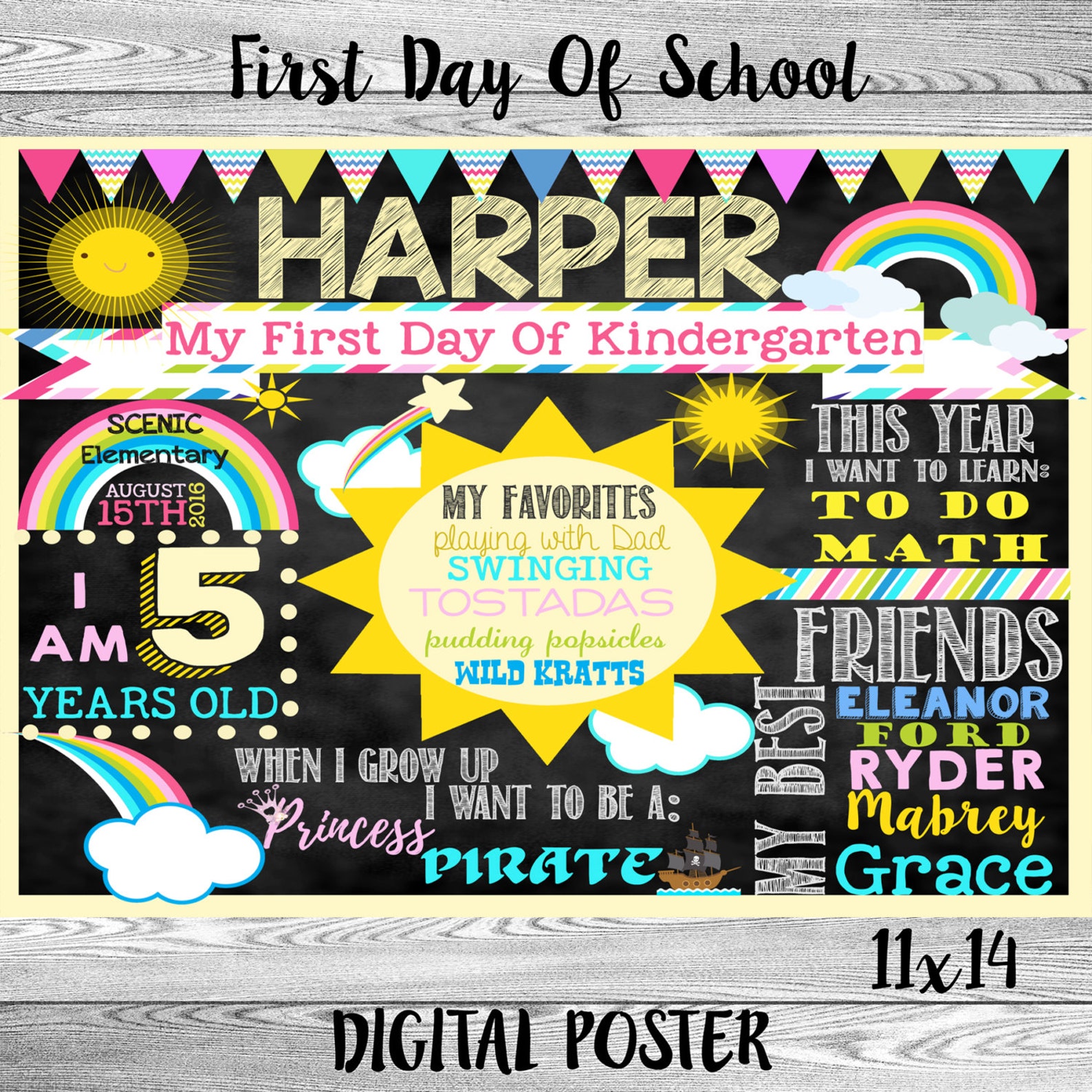 First Day of School Rainbows & Sun Digital Poster | Etsy