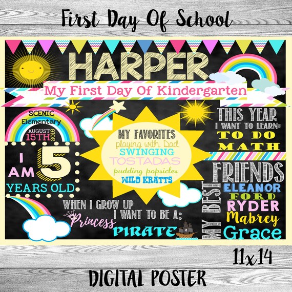 First Day of School Rainbows & Sun Digital Poster | Etsy