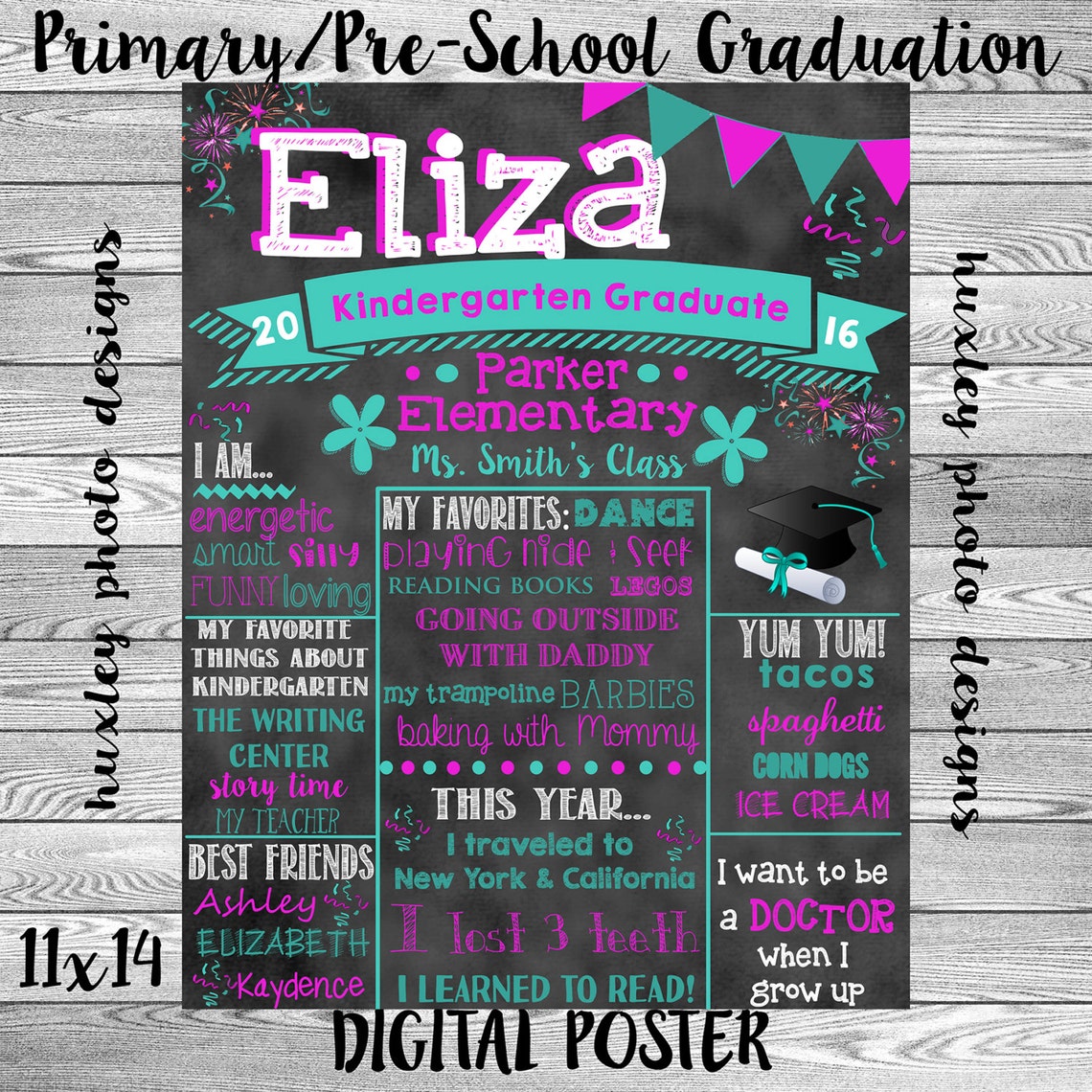 Primary/pre-school Graduation Board digital Poster ANY | Etsy