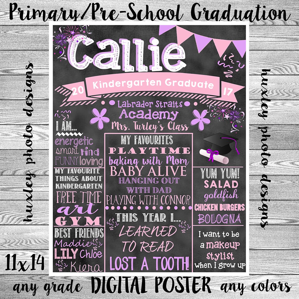Primary/pre-school Graduation Board digital Poster ANY | Etsy