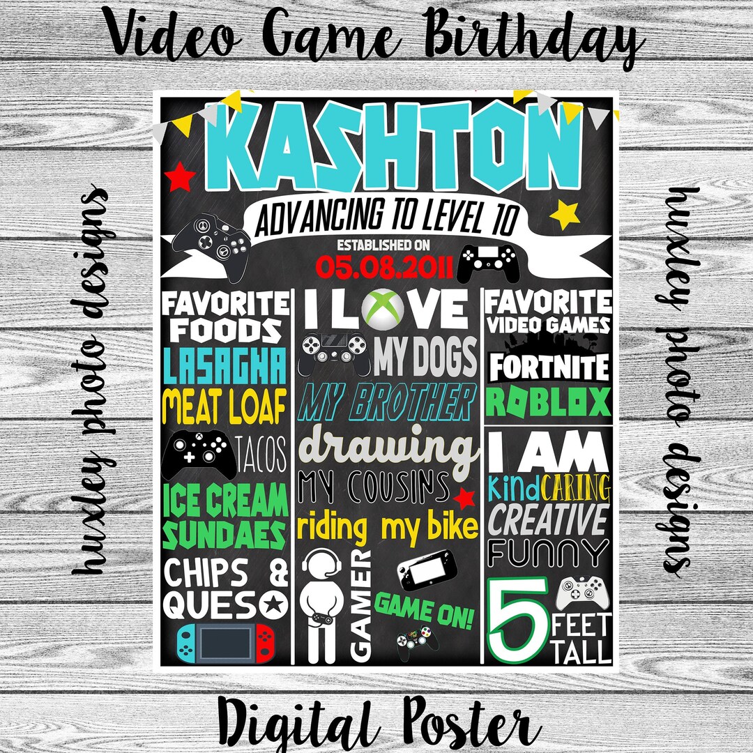 Video Game Birthday Stat "chalkboard" (digital Poster) - Etsy