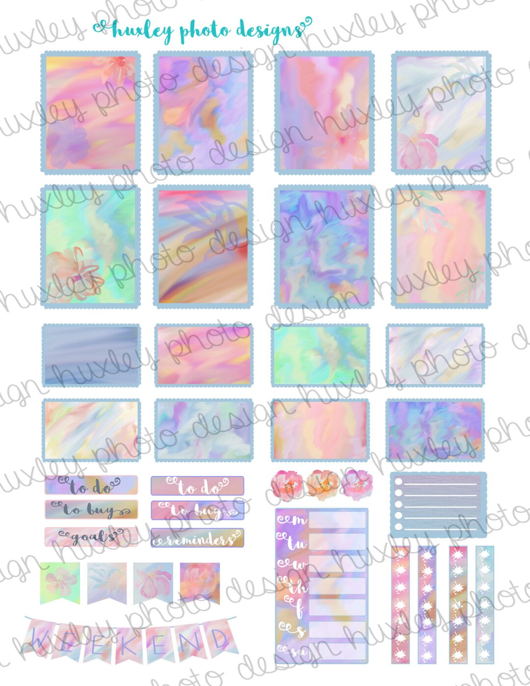 Watercolor Assorted Spread Stickers for EC Planners (PRINTABLE) - Etsy