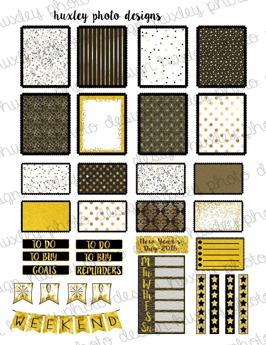 New Year's Full Spread Stickers for EC Planners (PRINTABLE) - Etsy