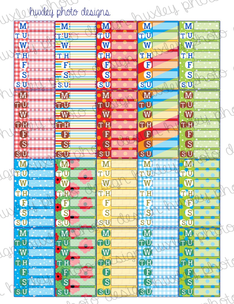 Bright Colors Tracking Stickers for EC Planners PRINTABLE | Etsy