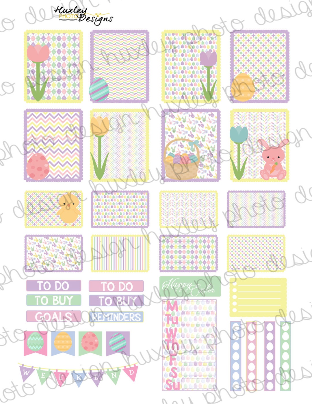 Easter Assorted Full Spread Stickers for EC Planners (PRINTABLE) - Etsy