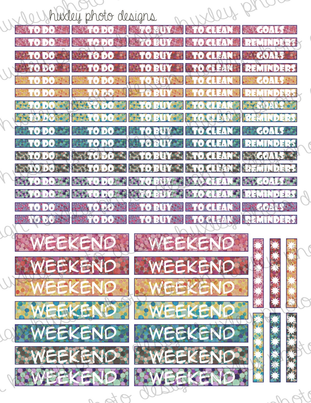 Confetti Functional Stickers (PRINTABLE) - Etsy