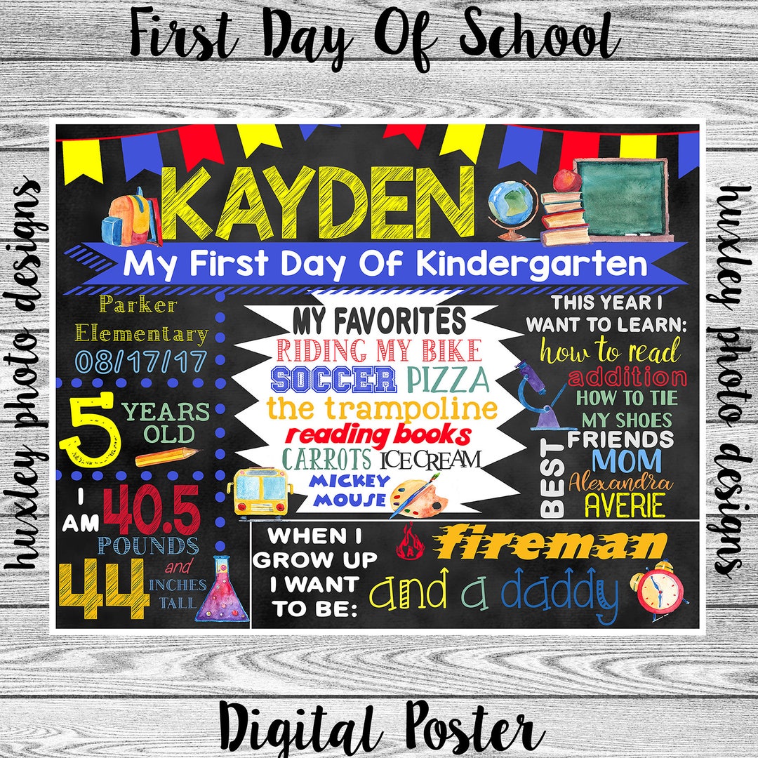 First Day of School Digital Poster ANY COLORS - Etsy