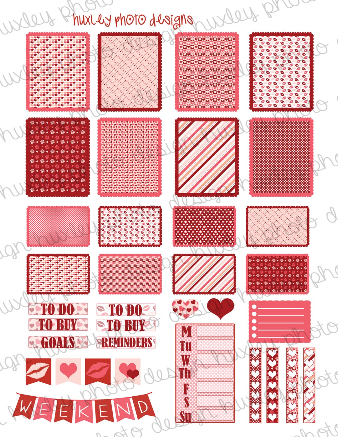 Valentine's Day Assorted Full Spread Stickers for EC Planners ...