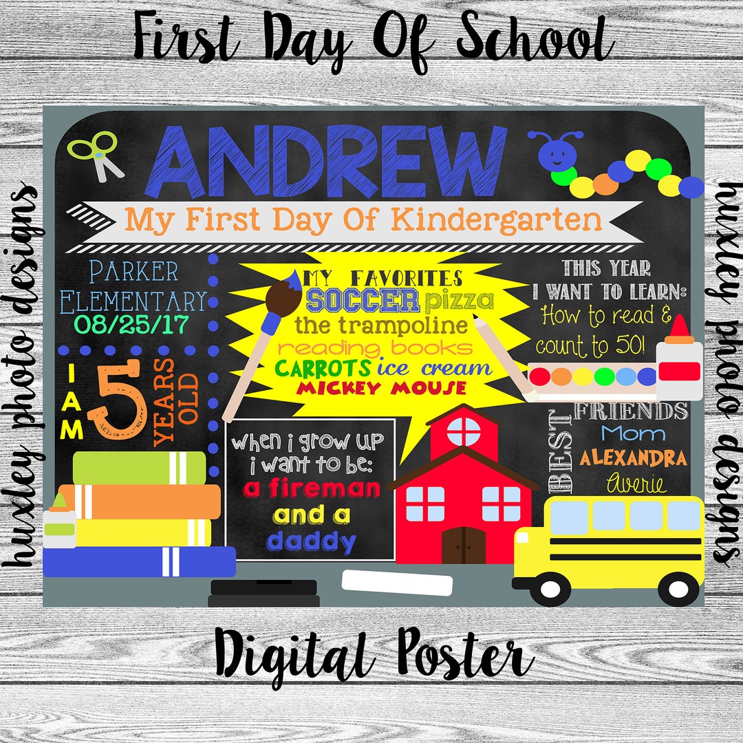 First Day of School Digital Poster- ANY COLORS - Etsy