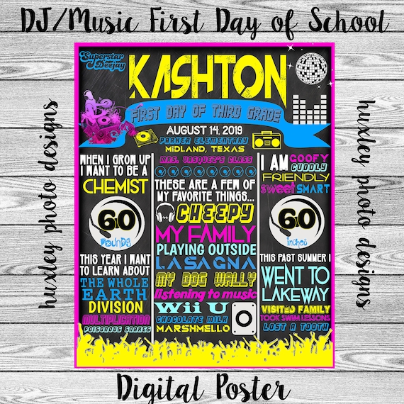 Dj/music First Day of School Digital Poster any Grade - Etsy