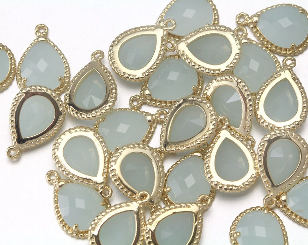 10% OFF 10 Pieces . Alice Blue Glass Pendant . Wholesale Jewelry . 16K ...