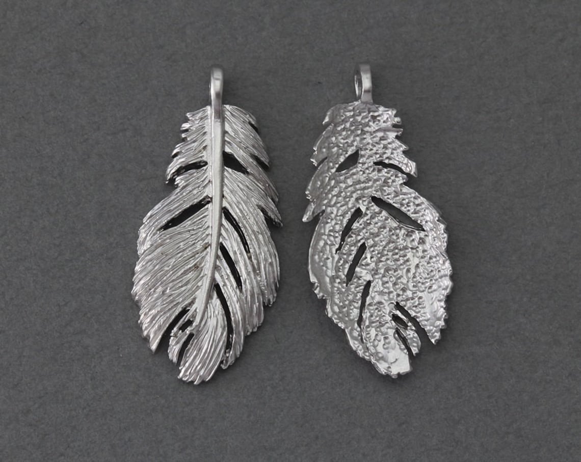 Leaf Pewter Pendant . Jewelry Craft Supply . Matte Original | Etsy