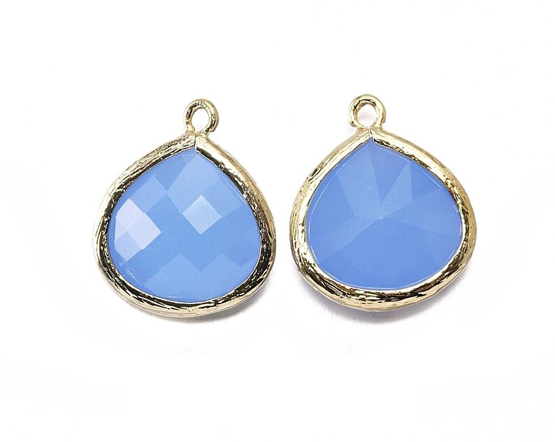 Ice Blue Glass Pendant . Jewelry Craft Supplies . 16K Polished - Etsy