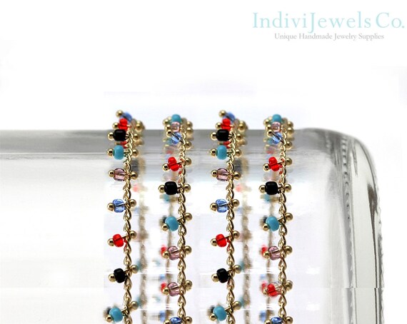 Multiple Colors Seed Bead Chain . Jewelry Findings . Polished | Etsy