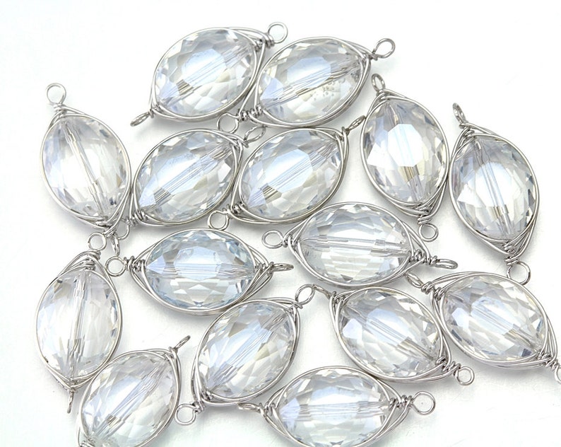 Clear Crystal Connector . Wedding Bridal Jewelry Supplies . | Etsy