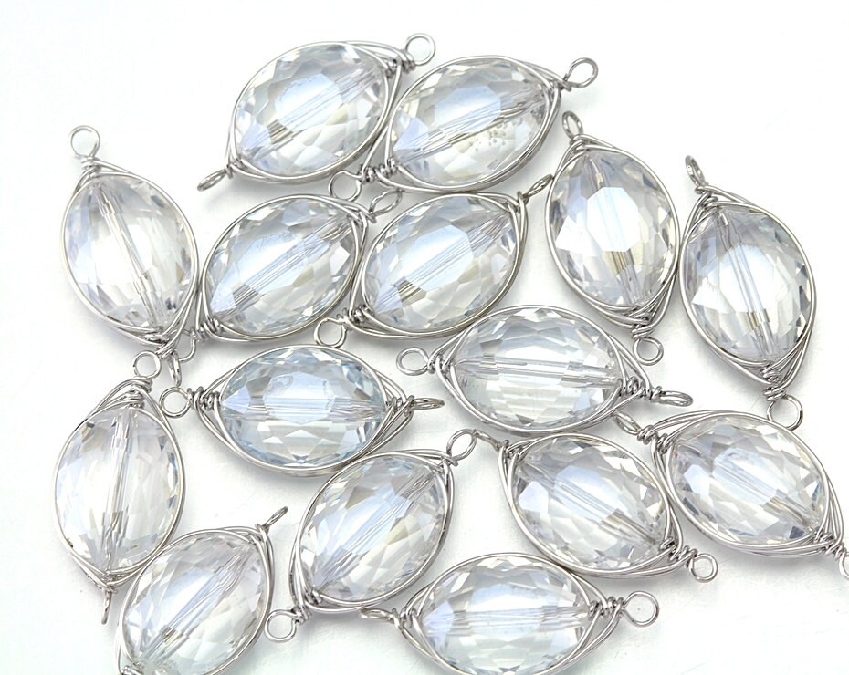 Clear Crystal Connector . Wedding Bridal Jewelry Supplies . | Etsy