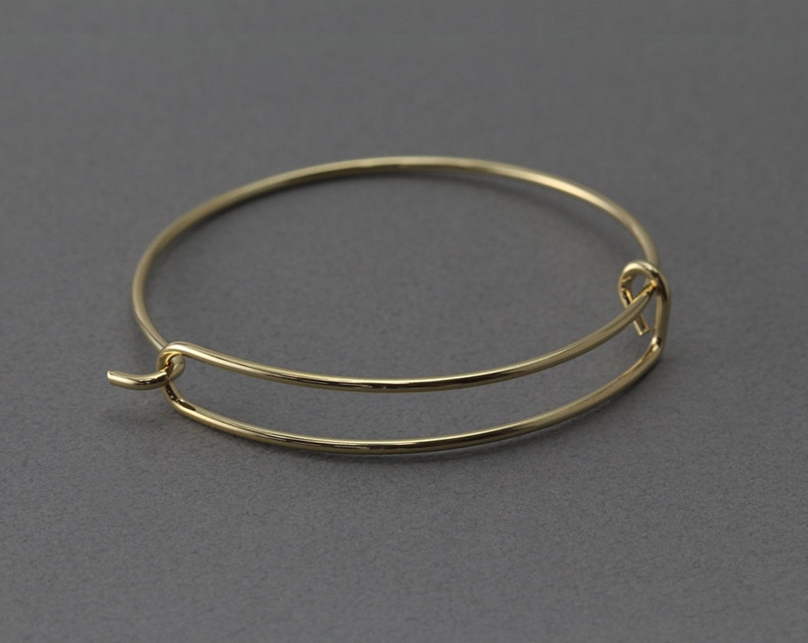 Adjustable Wire Bangle Bracelet . Polished Gold Plated / 1 Pcs - Etsy