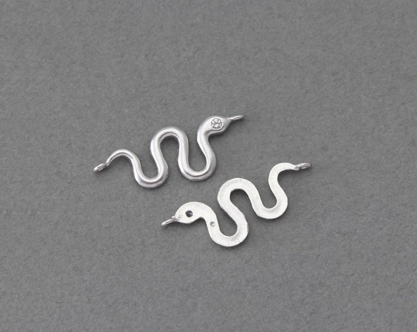 Snake Brass Connector . Jewelry Craft Supply . Matte Original Rhodium ...