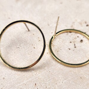 Round Post Earring (large) . Earring Component . Polished Plated / 1 ...