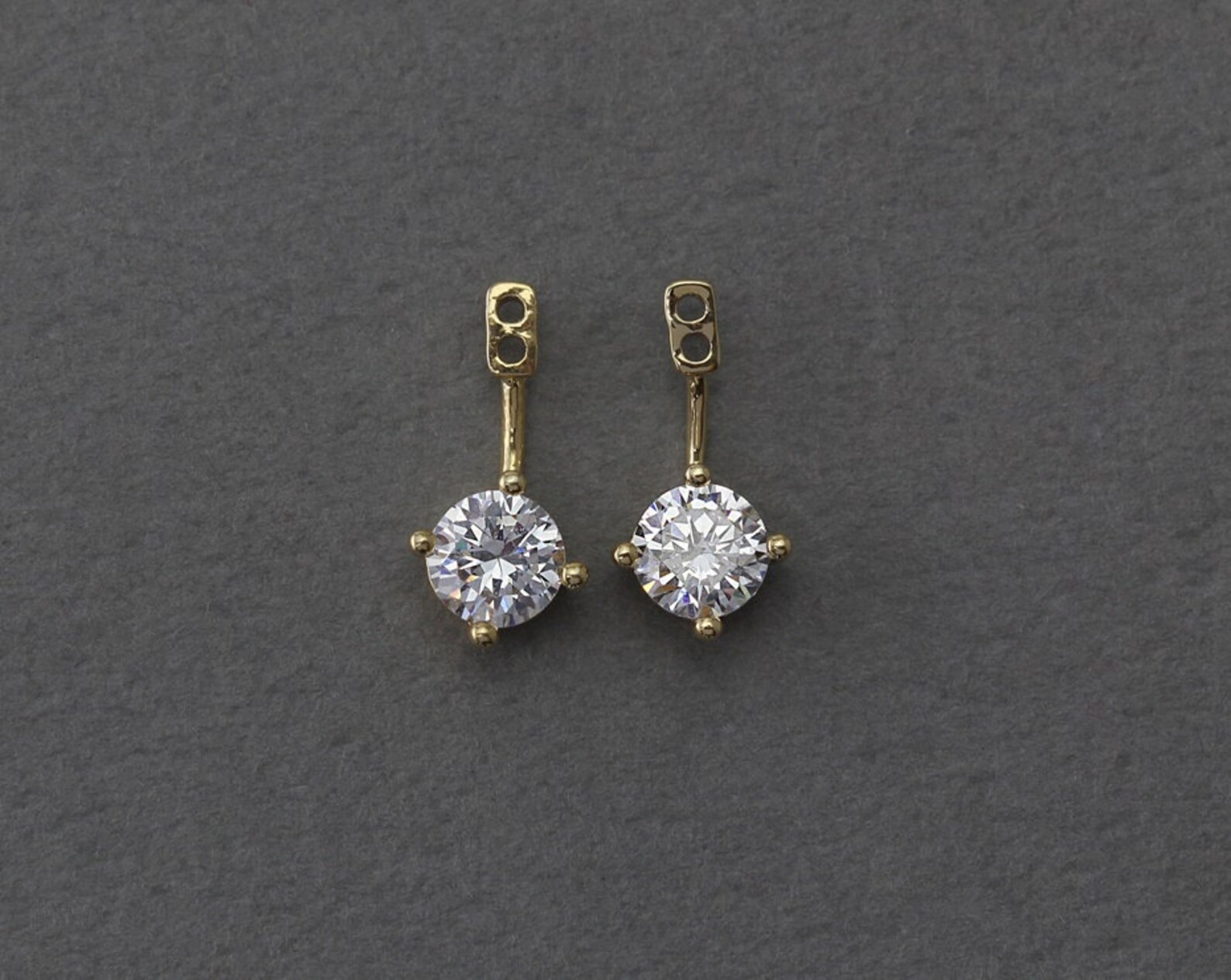 Round Cubic Zirconia Detailed Ear Jacket Wedding Earring Etsy