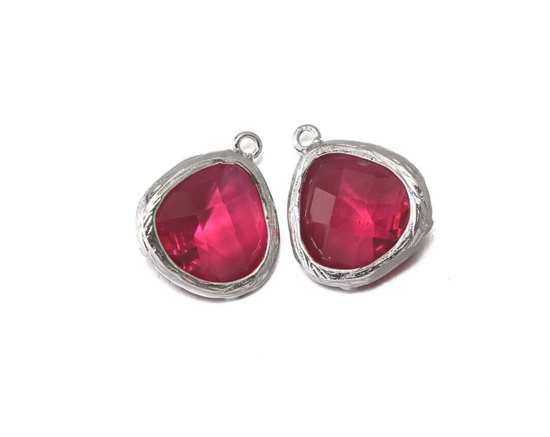 Fuchsia Glass Pendant . Jewelry Craft Supplies . Polished Original ...