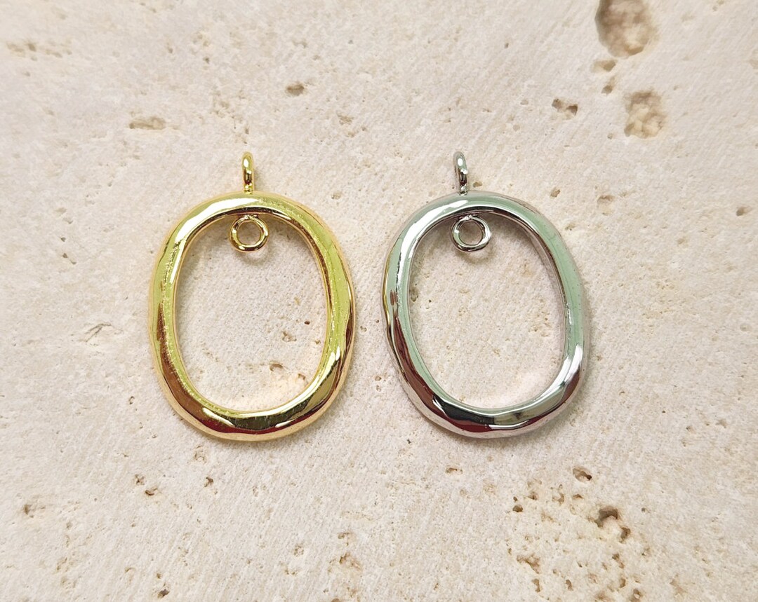 Oval Brass Connector . Jewelry Craft Supply . Polished Plated / 2 Pcs ...