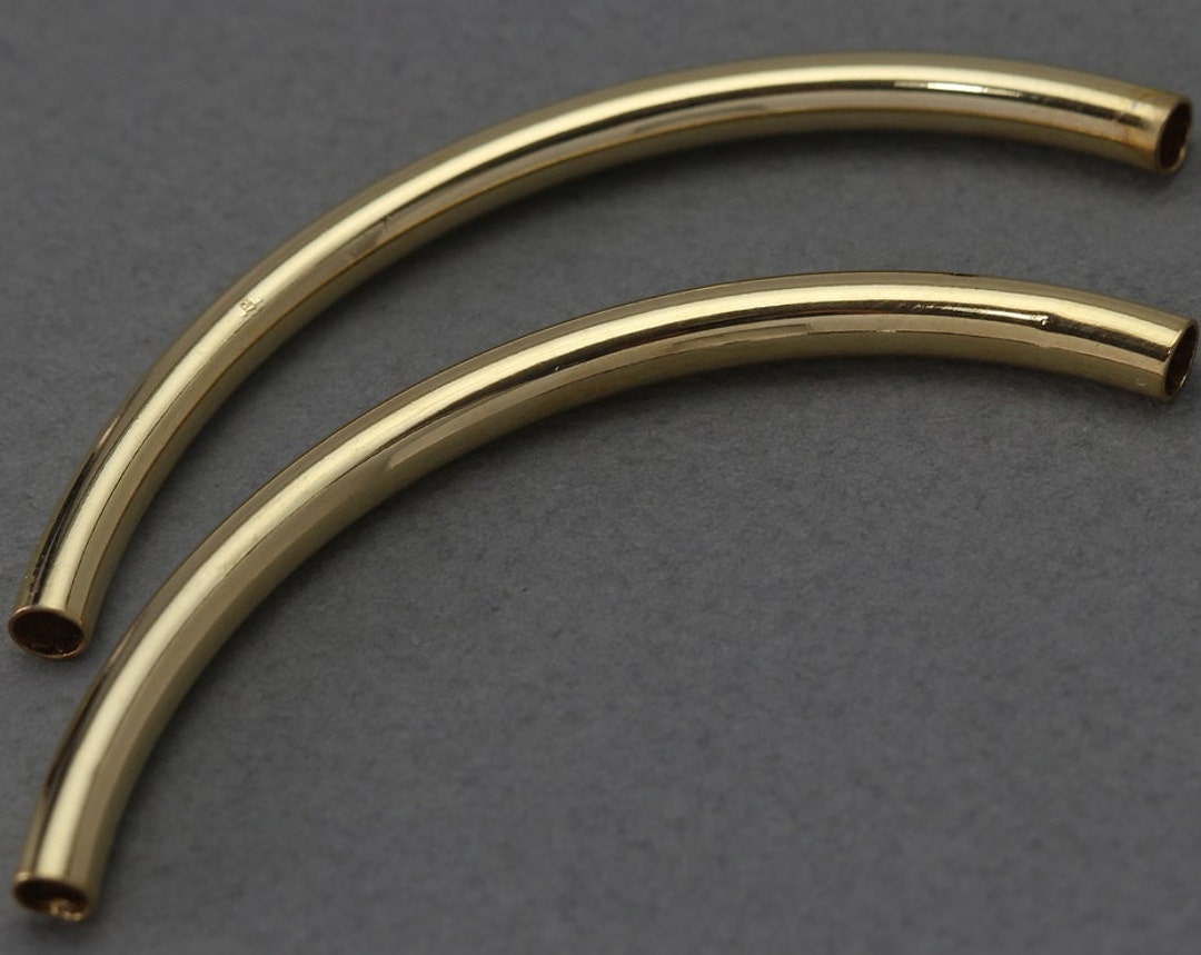Curved Steel Pipe . Jewelry Craft Supply . 16K Polished Gold Plated ...