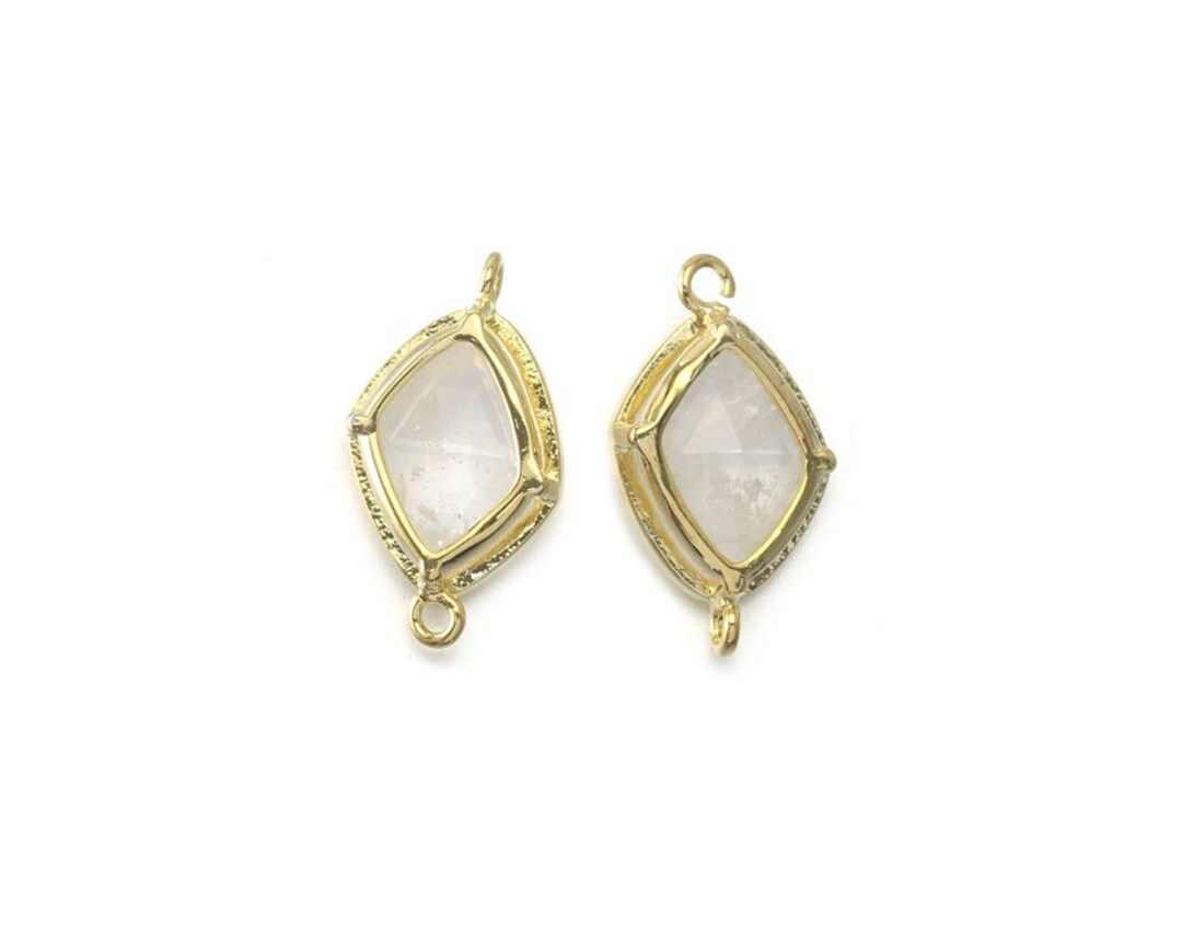 Crystal Gemstone Connector . Jewelry Craft Supplies . Polished Gold ...