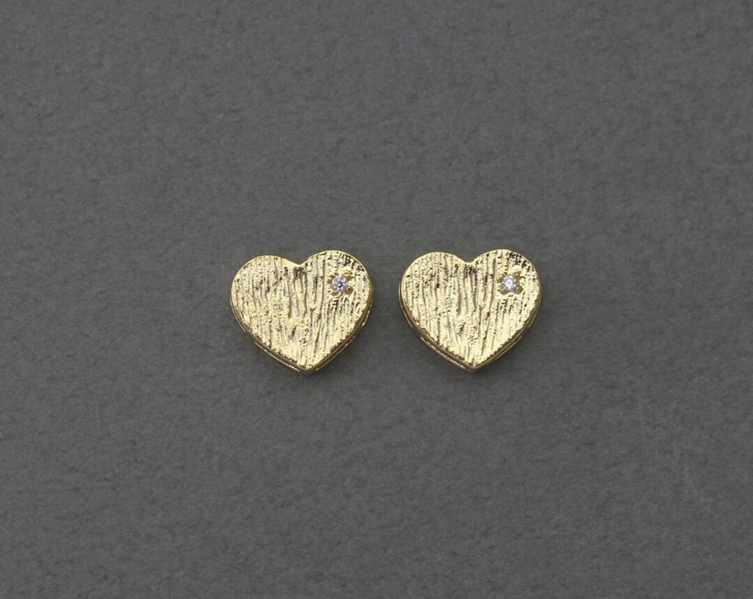 Pendentif coeur en laiton. Bijoux de mariage, bijoux de mariée. Plaqué ...