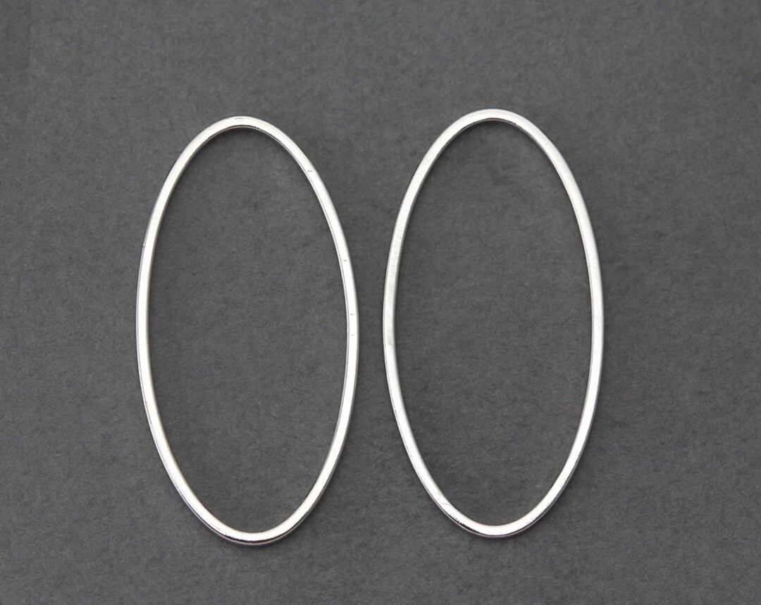 Oval Brass Connector . Jewelry Craft Supply . Polished Original Rhodium ...