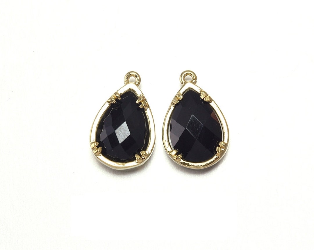 50% OFF . Onyx Glass Pendant . Polished Gold Plated / 2 Pcs - CG002-PG ...