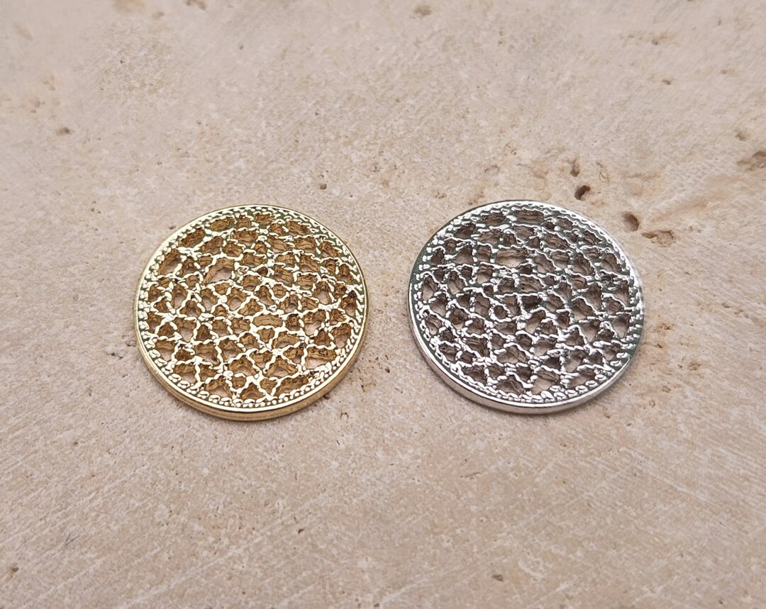 Round Connector (small) . Jewelry Craft Supplies . Polished Plated / 2 ...
