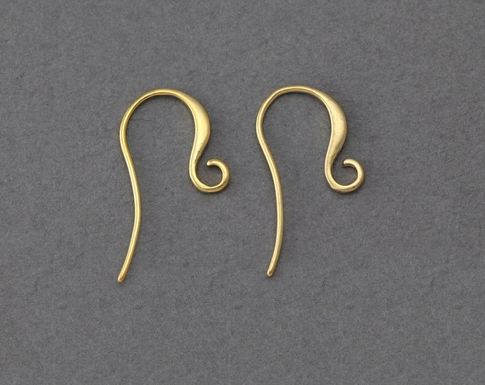 Curved Hook Earring, Earrings Component, Jewelry Making, Matte Gold ...