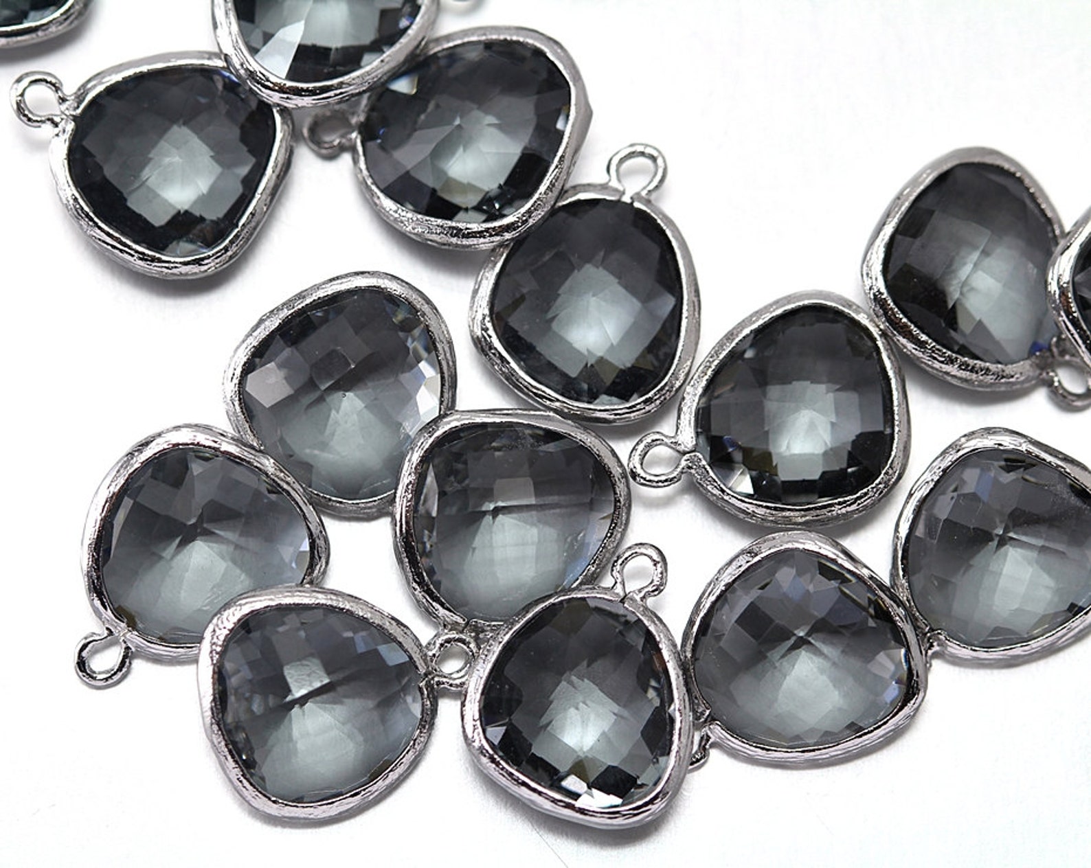 Black Diamond Glass Pendant . Jewelry Craft Supplies . Polished ...