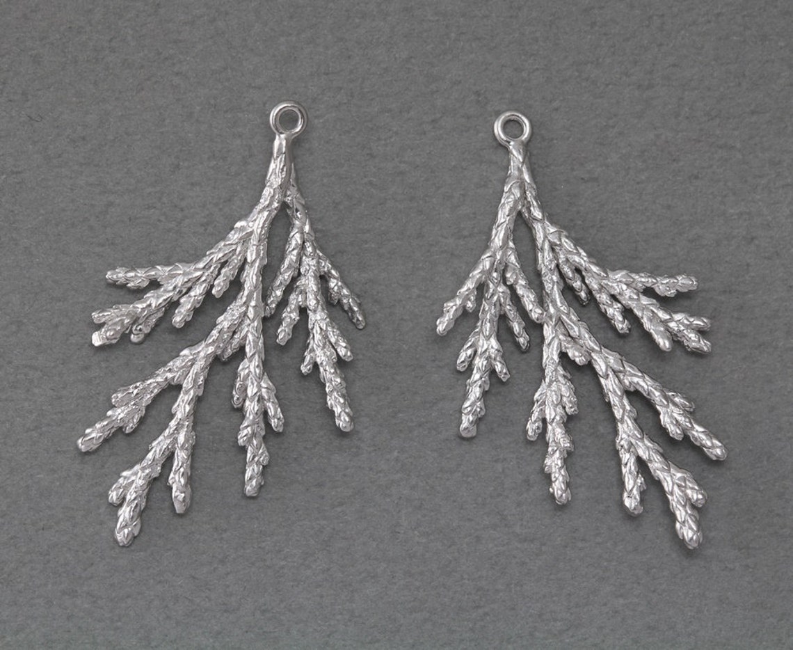 Branch Brass Connector . Jewelry Craft Supply . Matte Original Rhodium ...