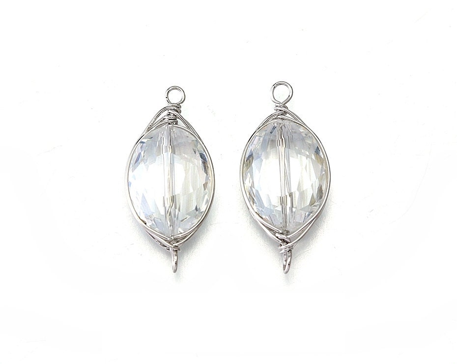 Clear Crystal Connector . Wedding Bridal Jewelry Supplies . | Etsy