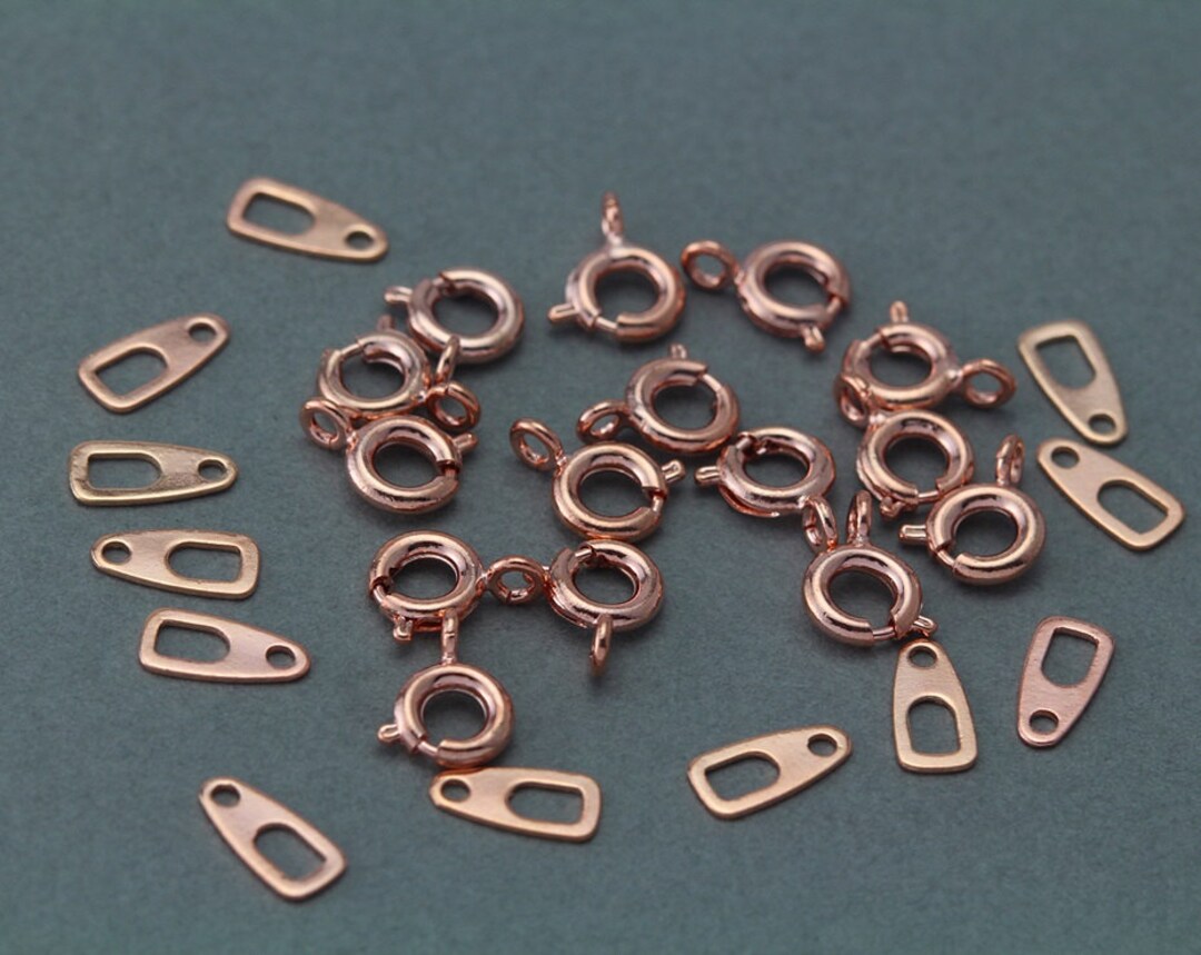 Spring Ring Clasp 6mm X 9mm . With Clasp Bar . Rose Gold Plated Over ...