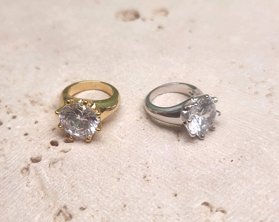 Cubic Ring Pendant . Wedding Jewelry, Bridal Jewelry . Polished Plated ...